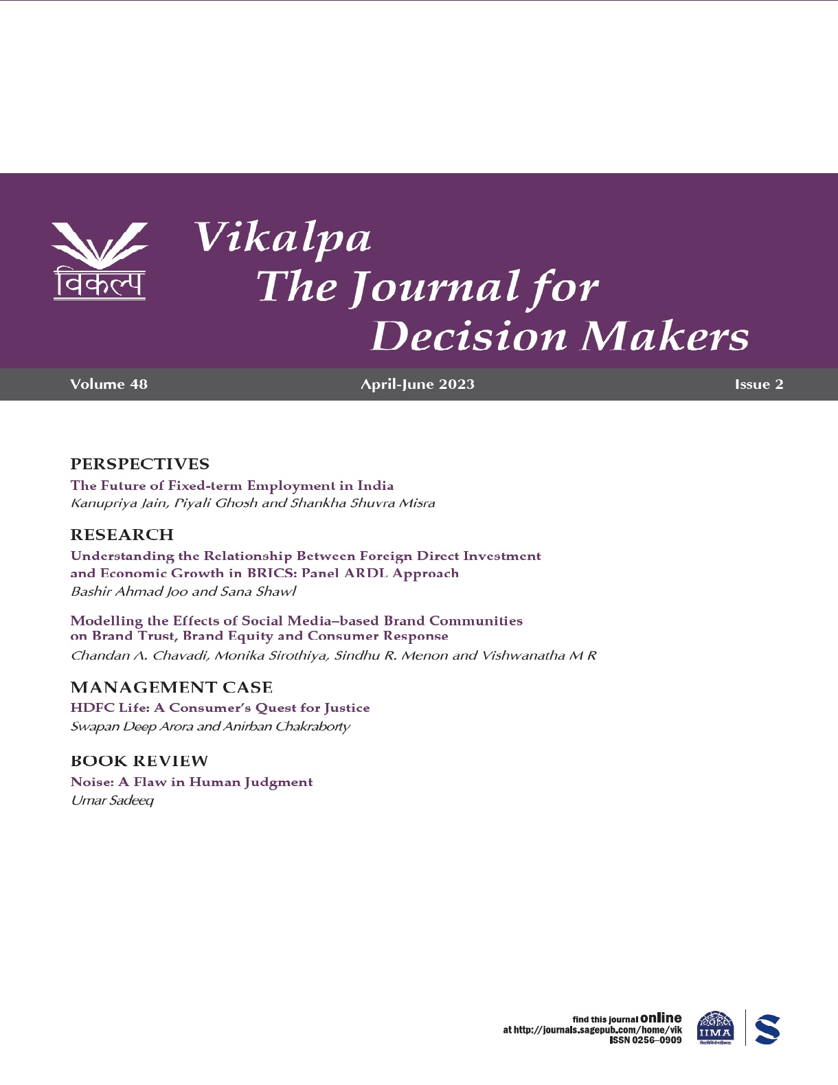 Vikalpa: The Journal for Decision Makers